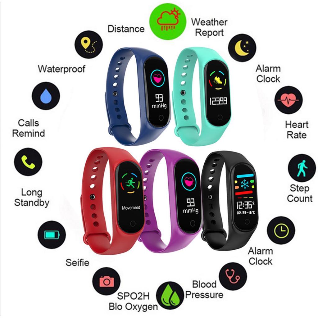 Buy M3 Bluetooth Smart Band Watch Color Screen IP68 Waterproof Heart ...