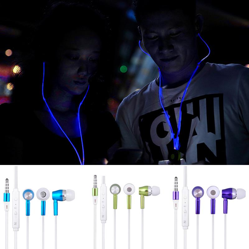 Buy 3.5mm In-ear Earbuds Stereo Luminous Earphones Night Light Glowing ...