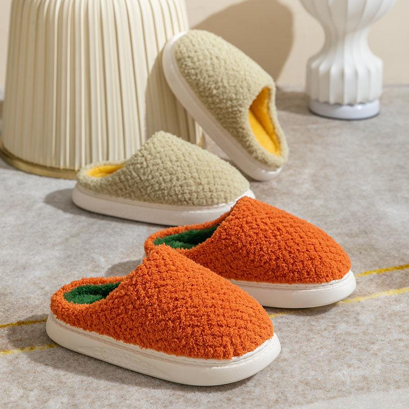 Buy Winter Cotton Slippers Women's Men's Thick Sole Cotton Shoes Indoor ...