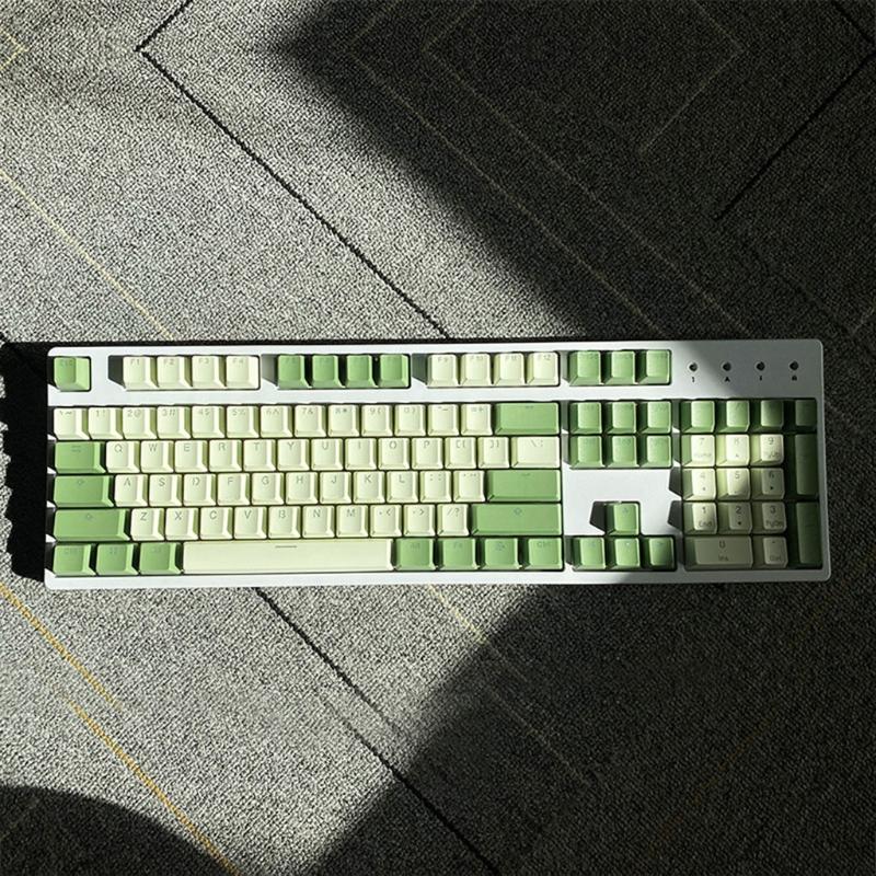Buy 124 Keys Matcha OEM Color Matching Key Cap PBT Double-shot ...