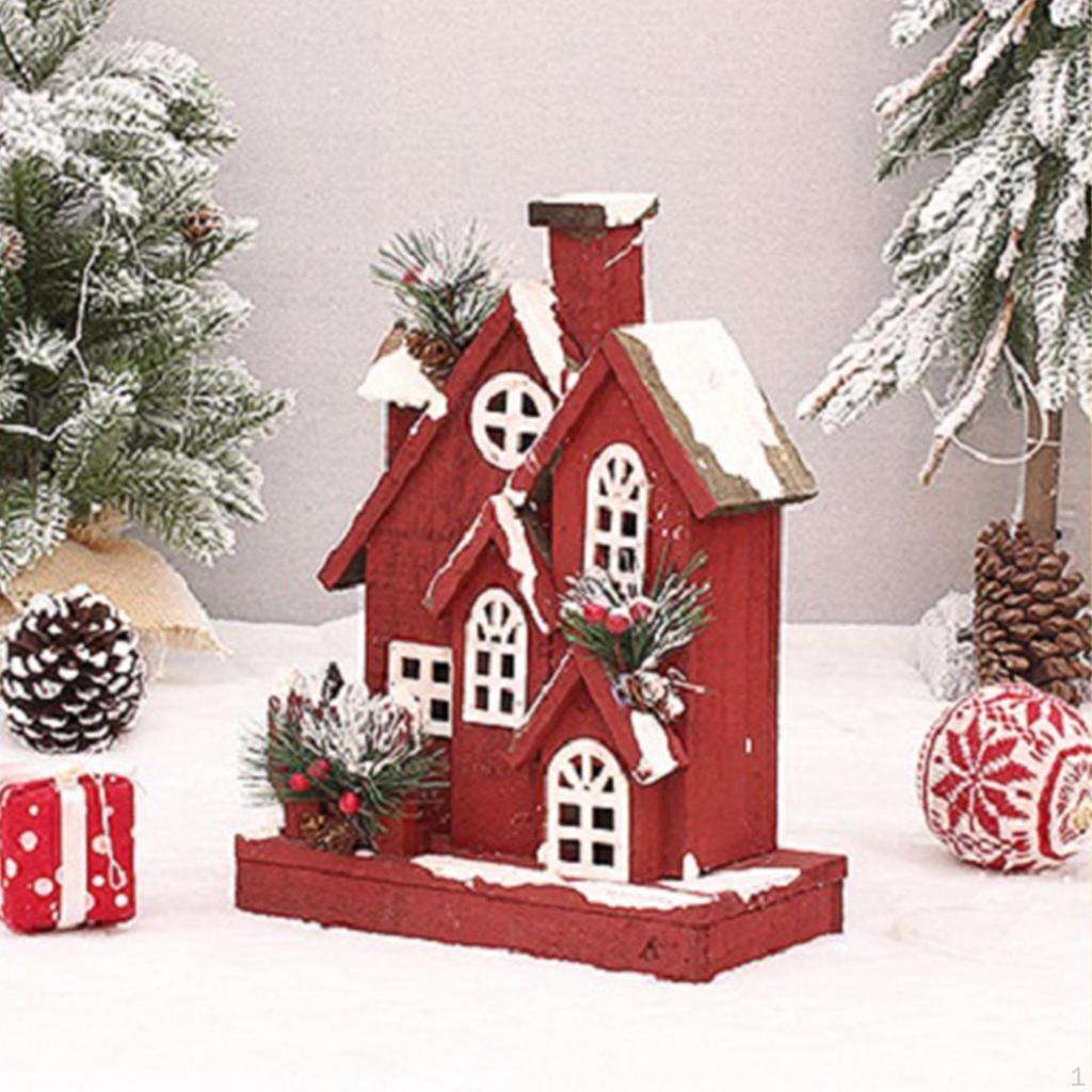 Buy Figurines LED Lights Buildings Table Centerpieces Miniature Wooden ...