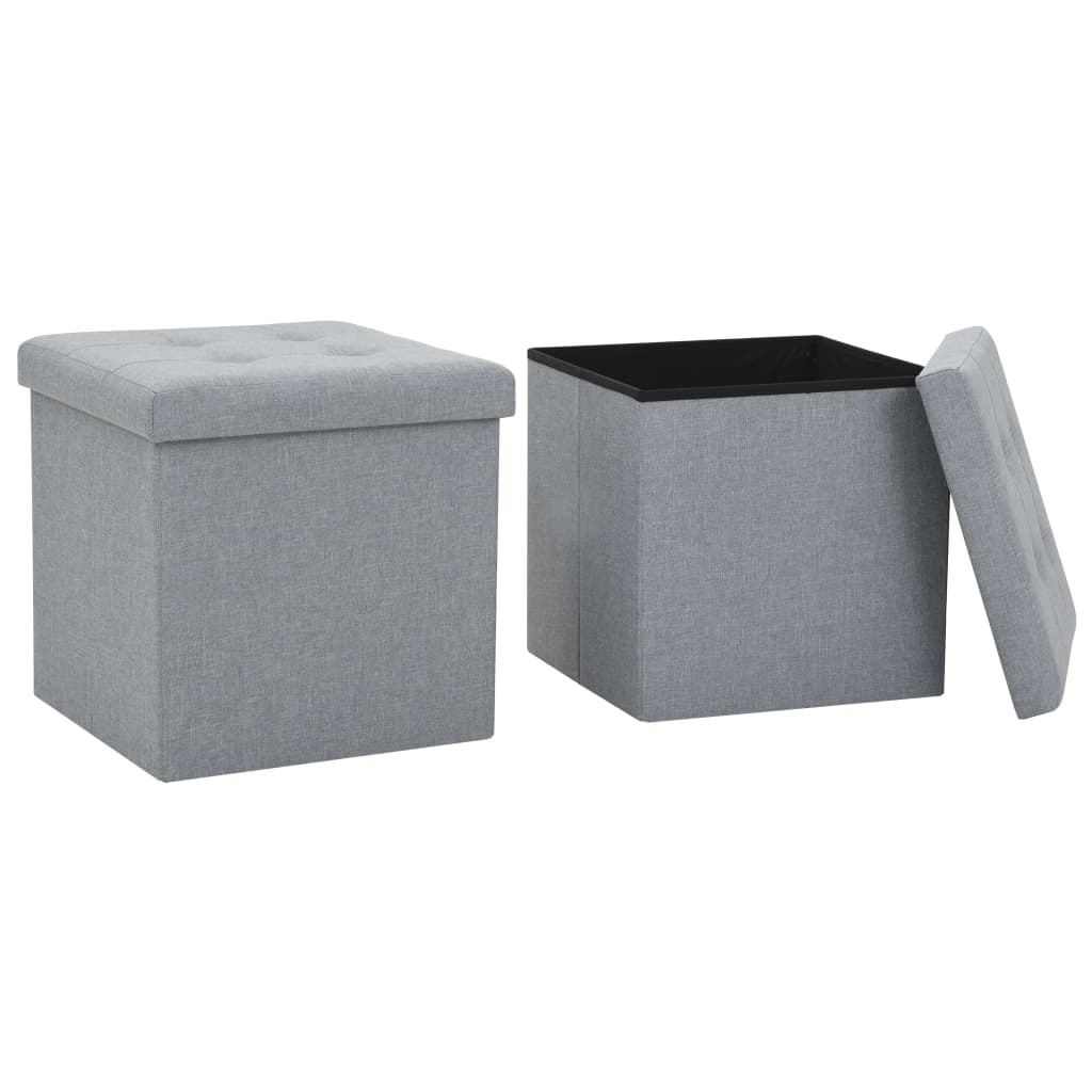 Buy Storage Stools 2 Pcs. Light Gray Linen Look at affordable prices ...
