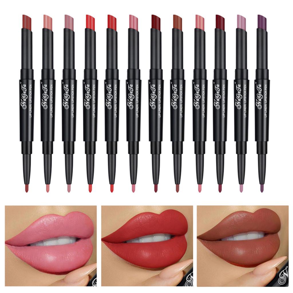 Buy Double Head Waterproof Long Lasting Pencil Lipstick Pen Matte Lip ...