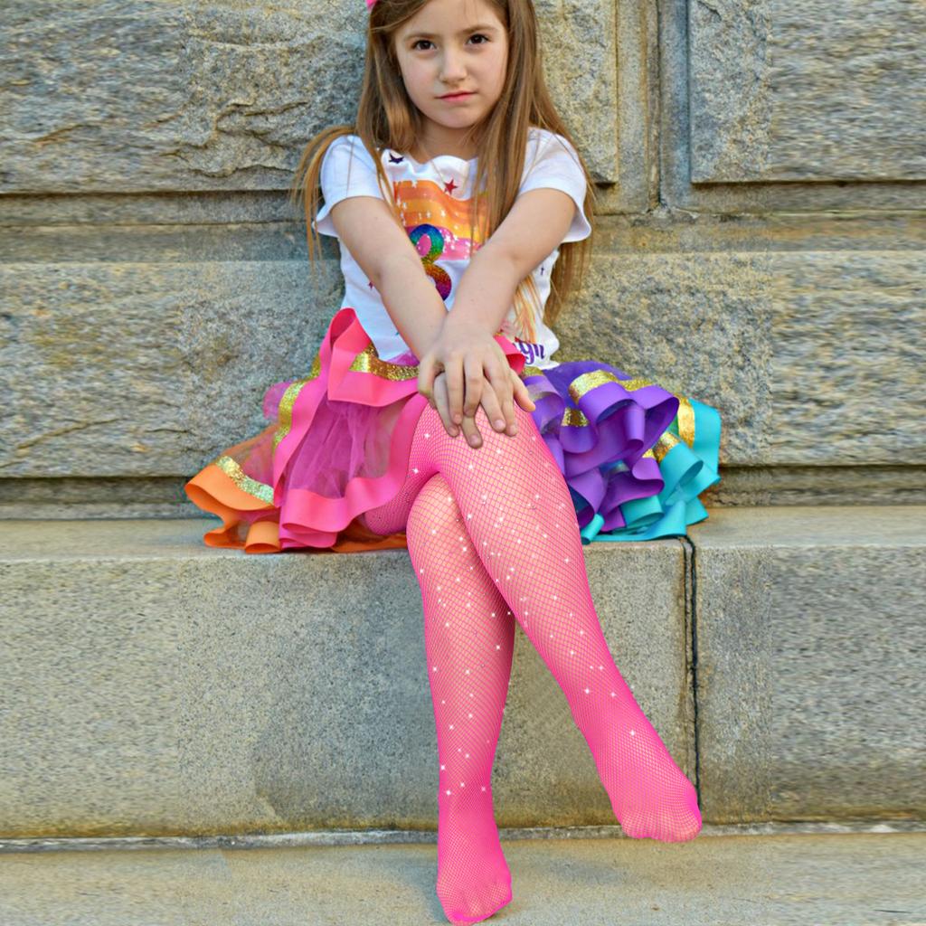 Buy 5 Pairs Girls Glitter Fishnet Stockings Kids Tights Bling Mesh ...