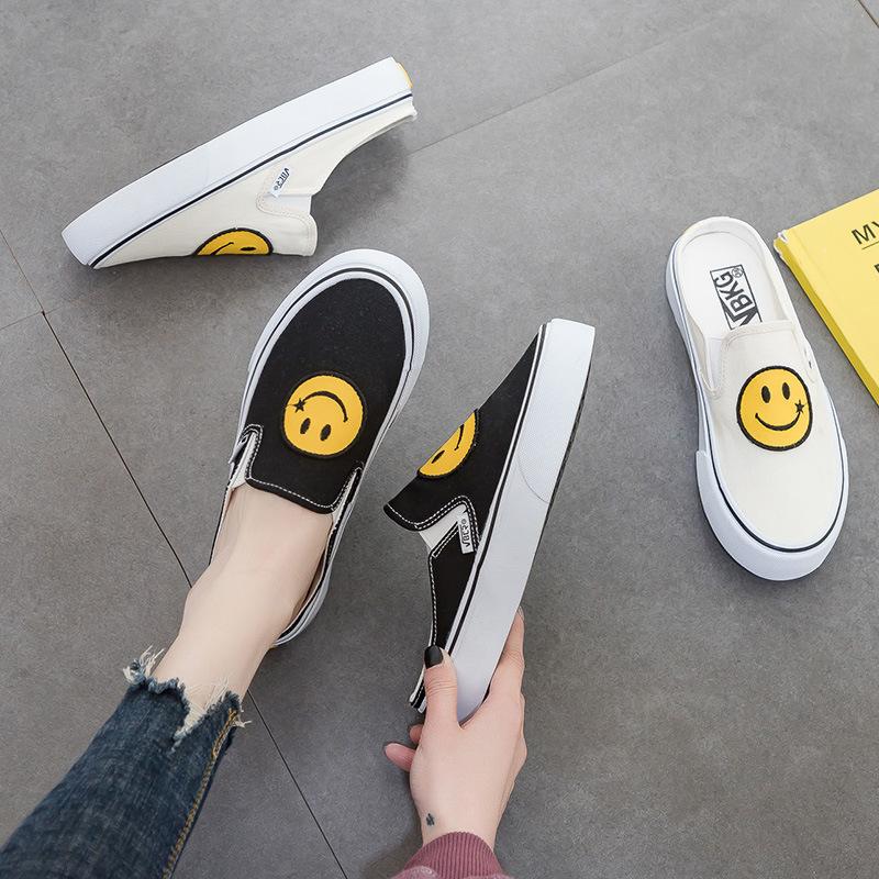 Buy Summer New Flat-Bottomed Smiling Face Slip-On Loafers Semi-Trail ...