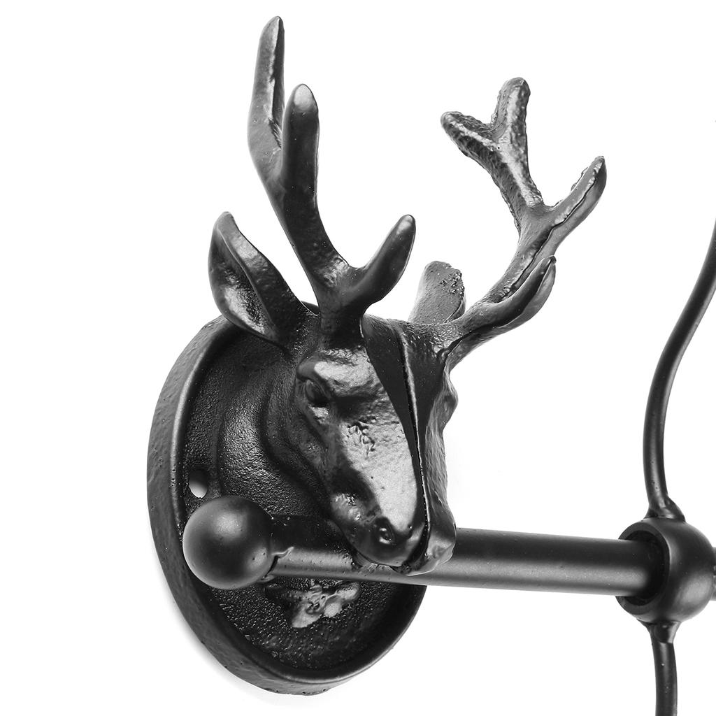 Deer Head Stag Towel Hooks 3 Solid Cast Iron Wall Mounted Antler Towel ...