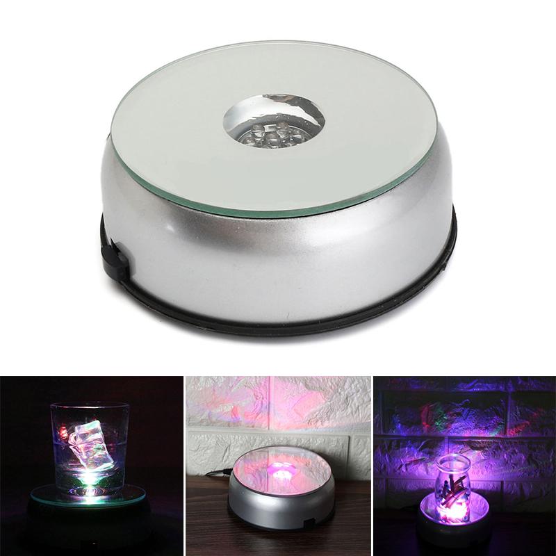 Buy Rotating Crystal Display Base Stand 7 LED Colorful Light Ornament ...