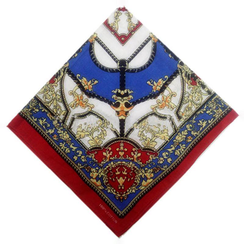 European Palace Style Cotton Square Neck Scarf Geometric Print Office ...