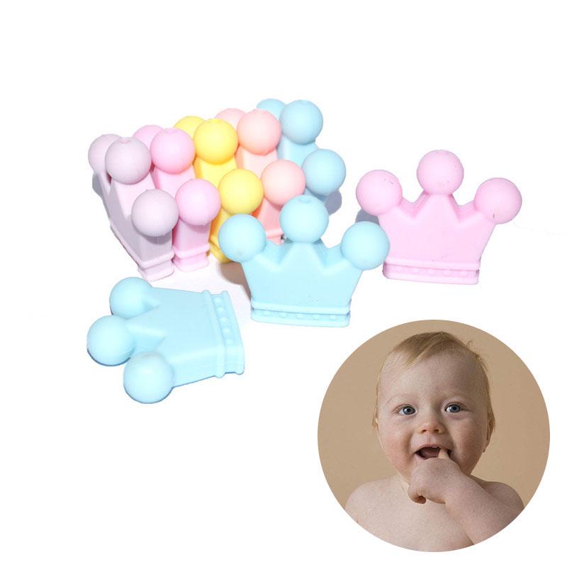 Buy 5Pcs/Lot Crown Silicone Baby Teether Beads for Diy Pendant Pacifier ...
