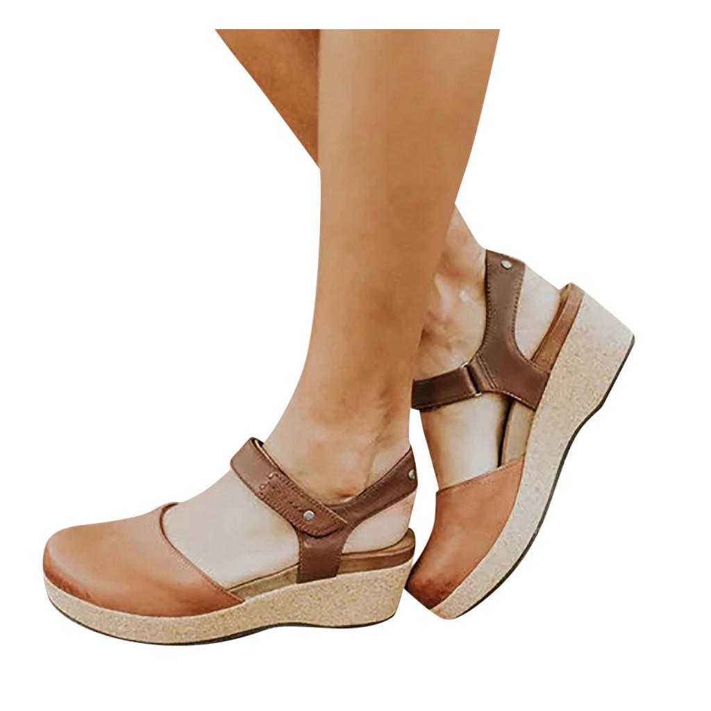 Buy Fashion Retro Womens Flats Wedges Round Toe Thick Bottom Non-slip ...