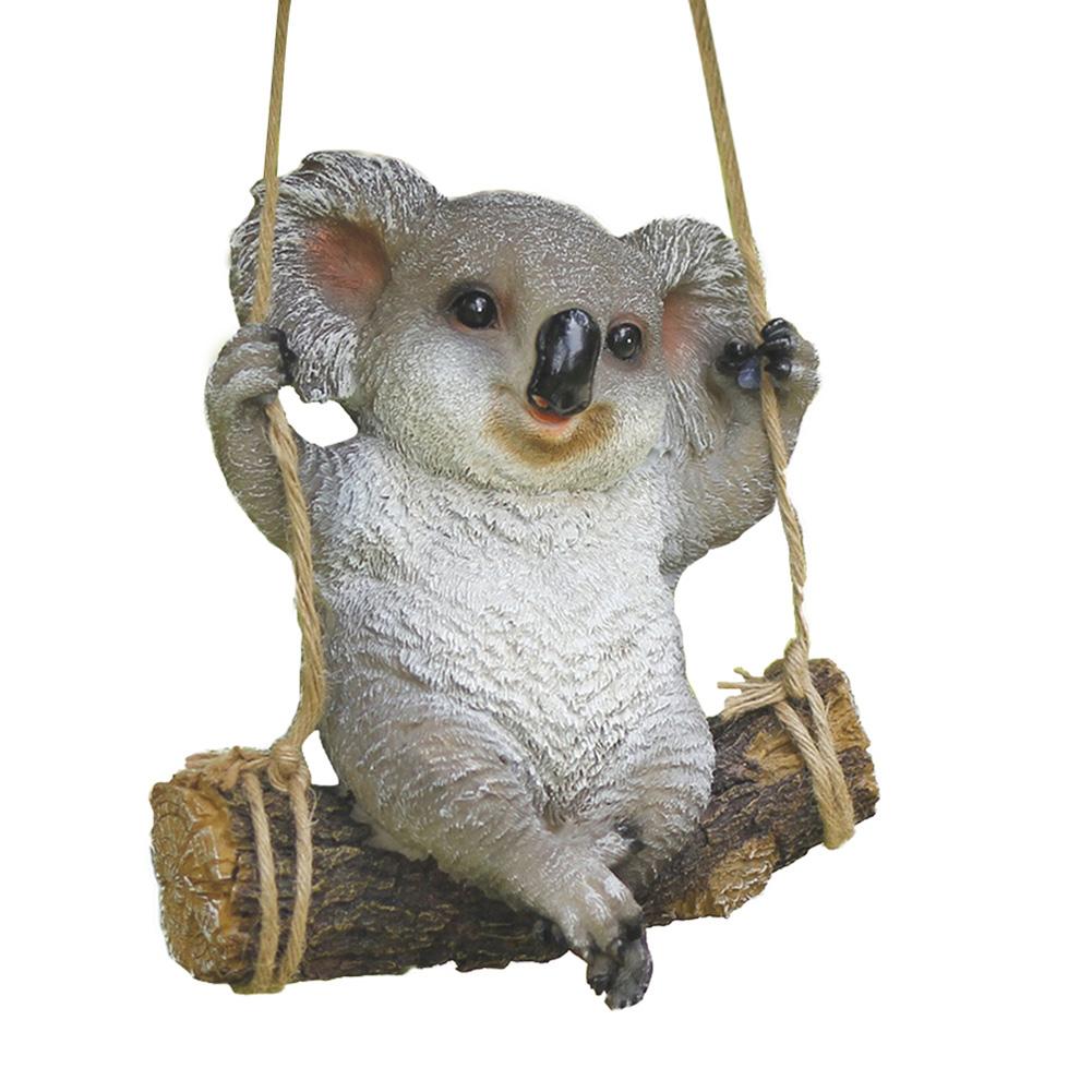 Resin Koala Bear Swing Sculpture Animal Art Statues Garden Home ...