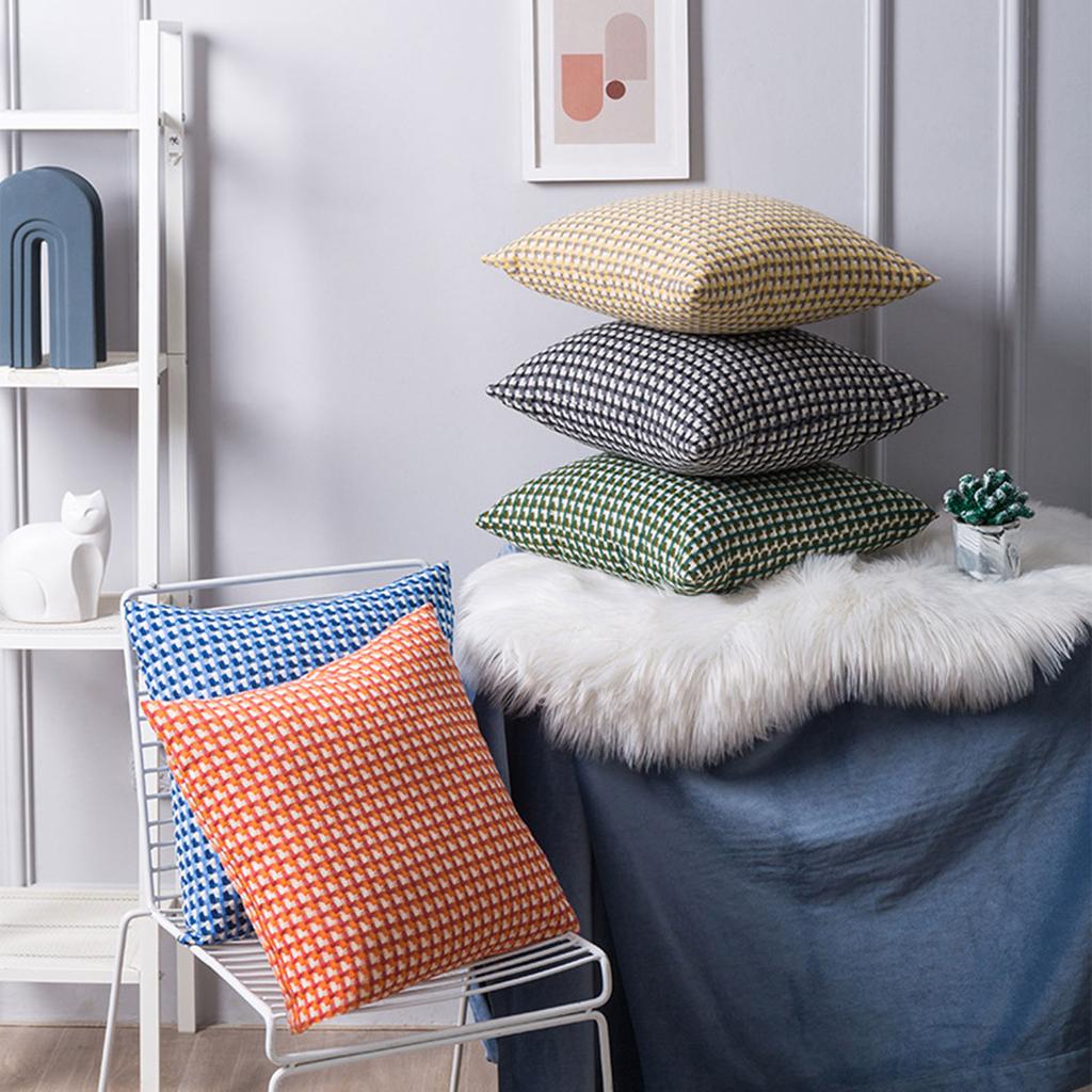 Buy Simple Plaid Polyester Pillow Cover 45x45cm Pillows Case Cushion ...