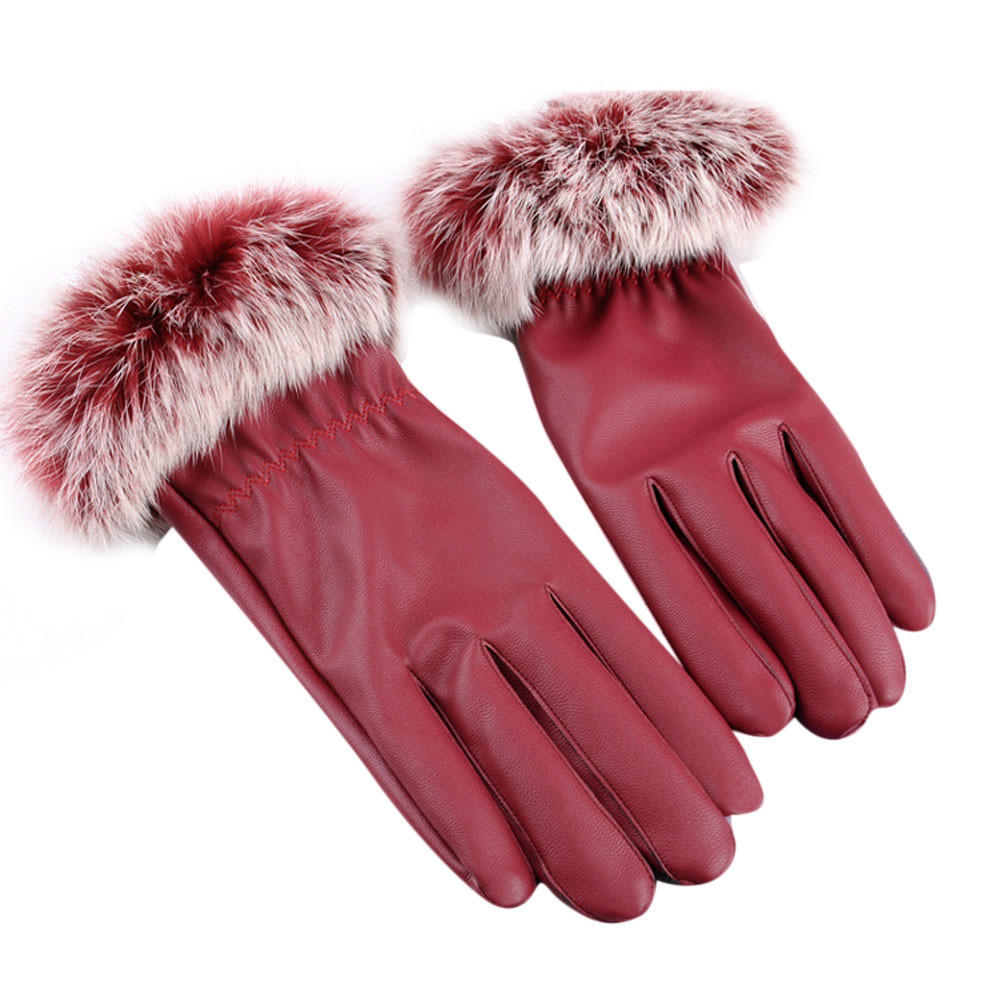 Женские кожаные перчатки, осенне-зимние теплые варежки из ...