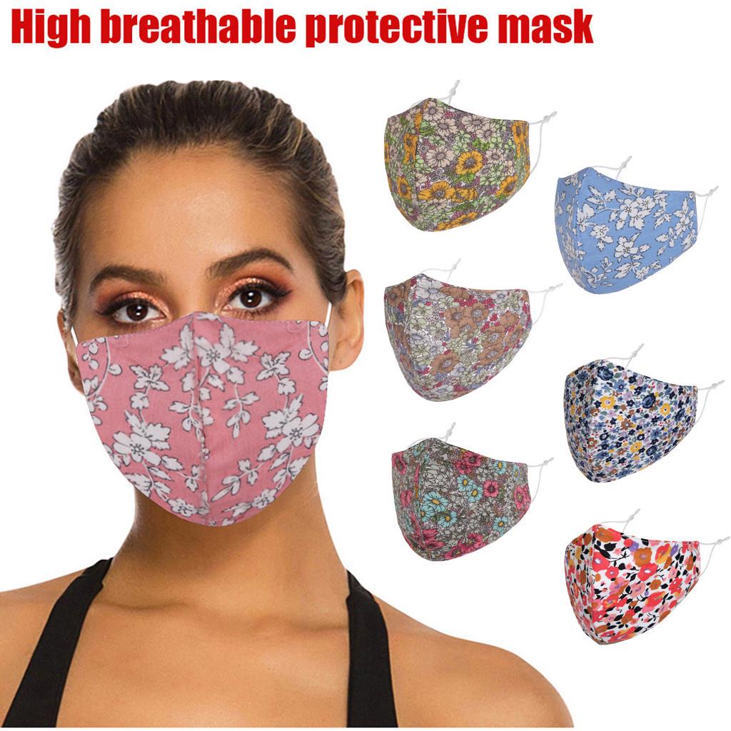 Buy Adult Women Floral Adjustable Washable Safet Protect Haze Face Mask ...