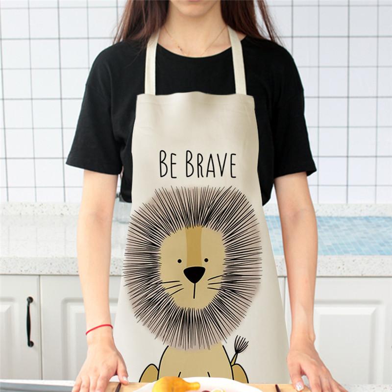 Buy Kitchen Cooking Apron Animal Printed Cotton Linen Aprons for Lion ...
