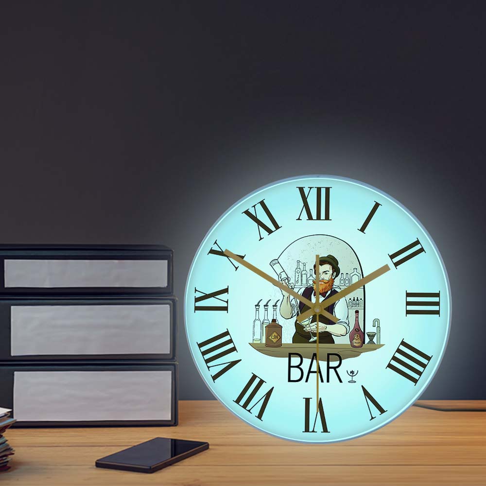 Cheap Bartender Vintage Roman Numerals Wall Clock Barman Shaker Drink ...