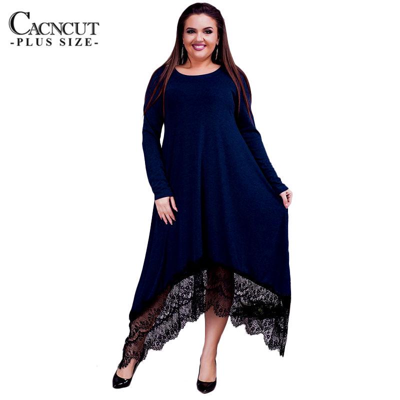Buy 5XL 6XL Winter Women Clothes Lace Patchwork Long Maxi Big Sizes ...