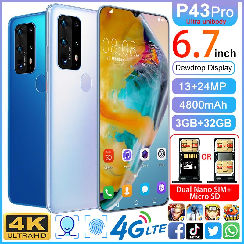 Android Smart Phone P43 Pro 3G RAM 32G ROM 4800mAh Battery 4G Network ...
