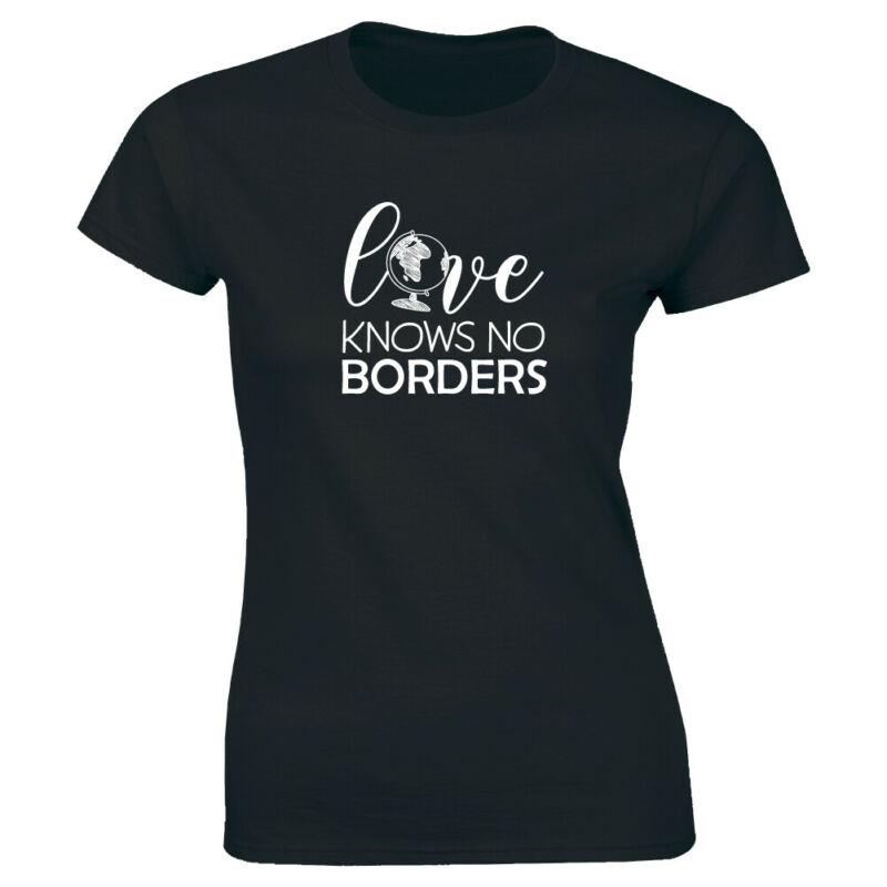 Cheap Love Knows No Borders With Globe Image T-Shirt T-Shirt Man Fashion Black Retro Hipster ...