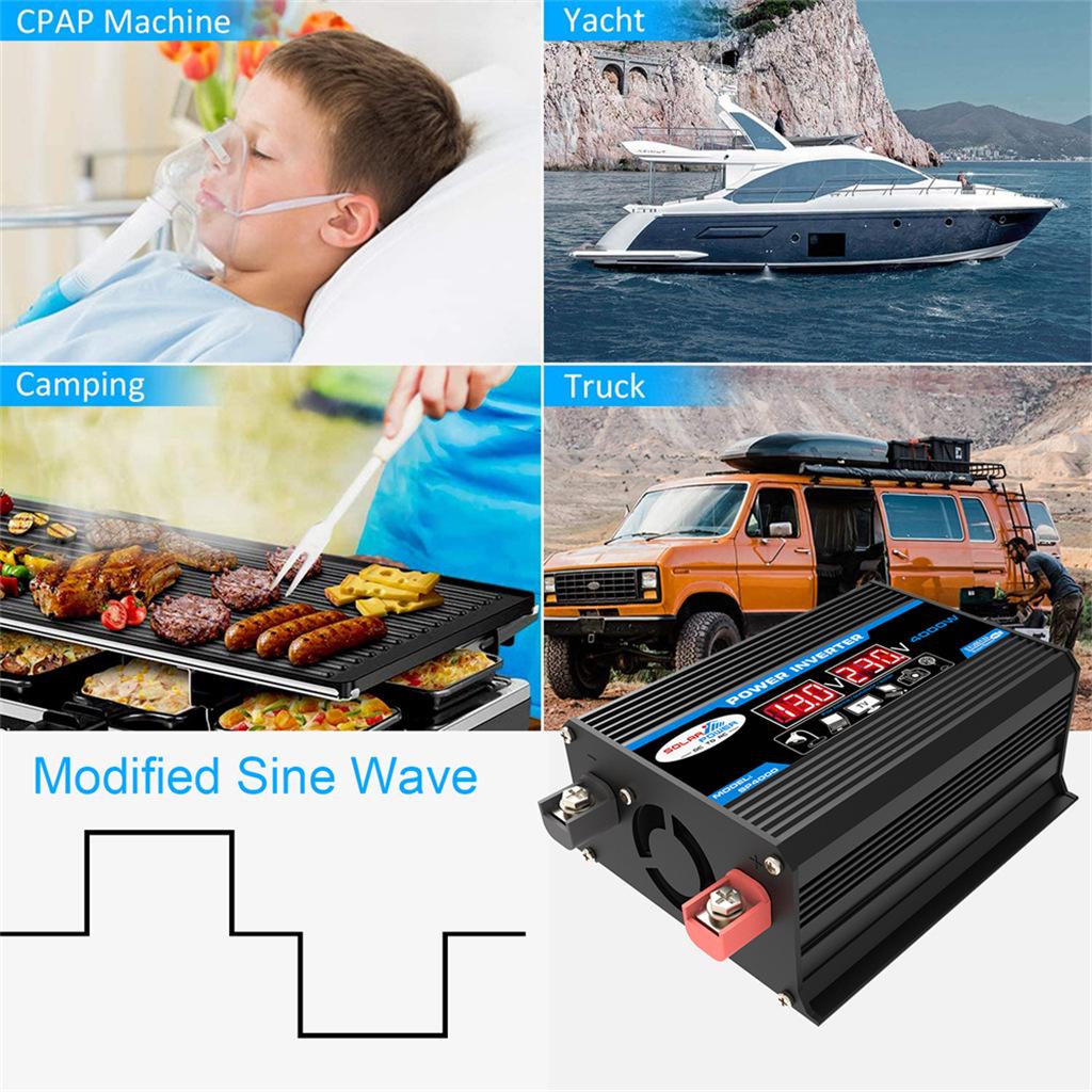 Buy Car 12V Inverter 4000W DC12V To AC220V LCD Display Pure Sine Wave ...