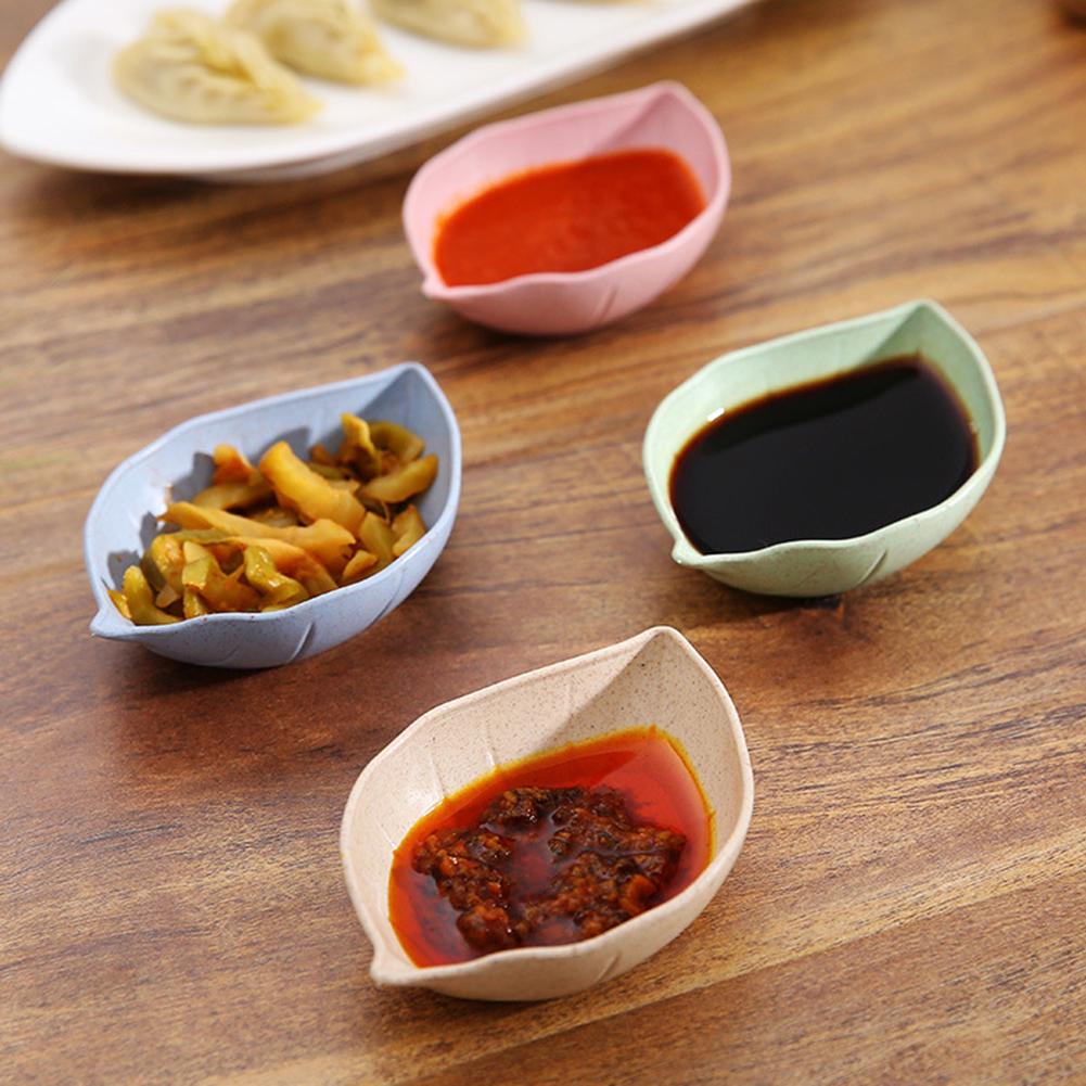 Buy 4Pcs Sauce Leaf-Shape Vinegar Bowls Dish Plates Saucers Tableware ...