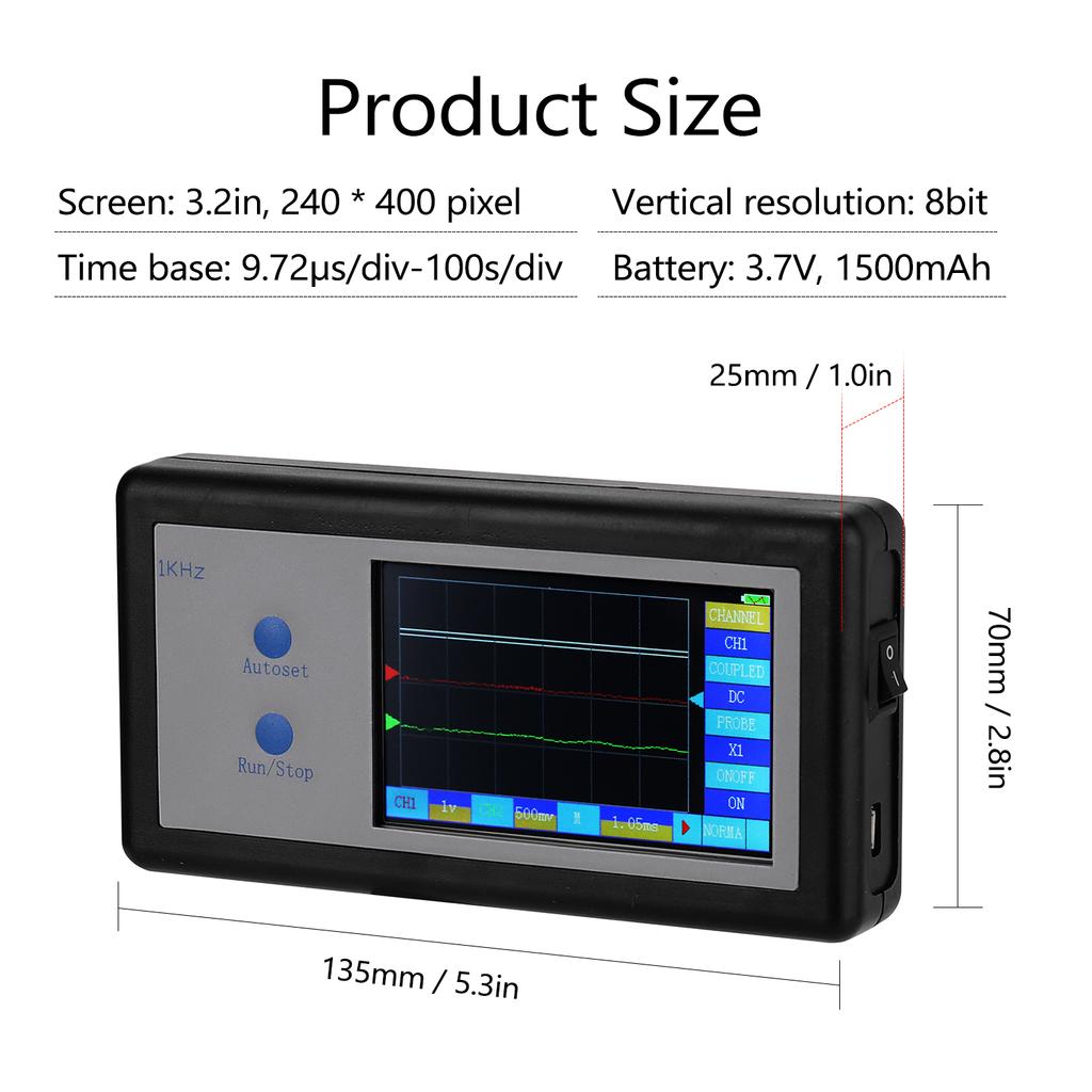 Buy D602 200KHz 2CH Mini Portable PocketSized Handheld Touched Panel ...
