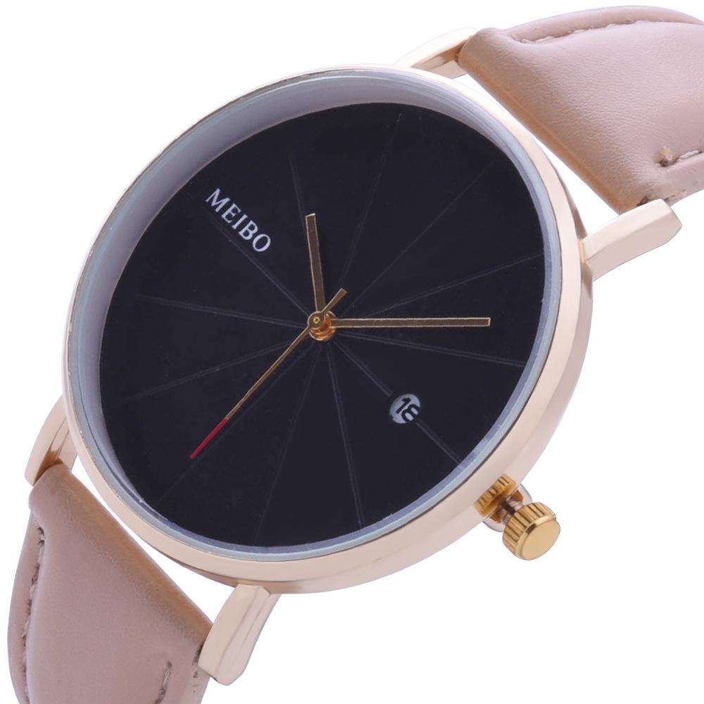 Buy Unisex Simple Leather Band Calendar Quartz Watch at affordable ...