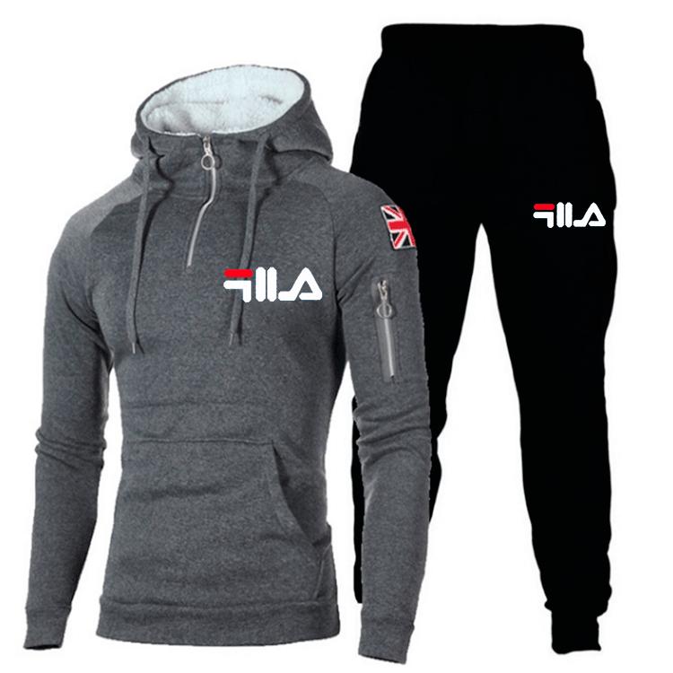 Buy Spring Men's Autumn Winter Zipper Set Long Sleeve Thin Fleece ...