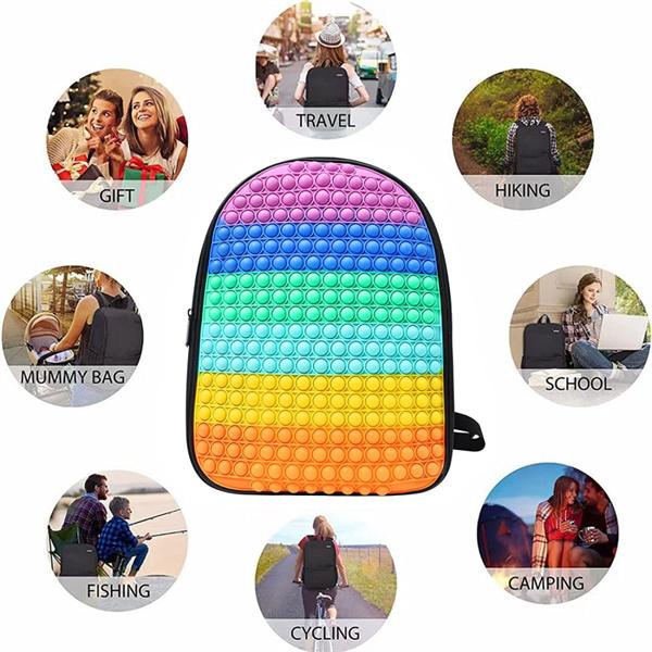 Buy Fidget Backpack Large Capacity Bag Rainbow Silicone Backpacks Pop ...