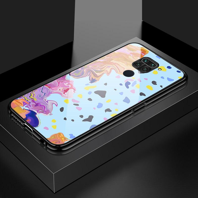 Buy Fashion Painted Pattern Glossy Tempered Glass Phone Case Shockproof ...