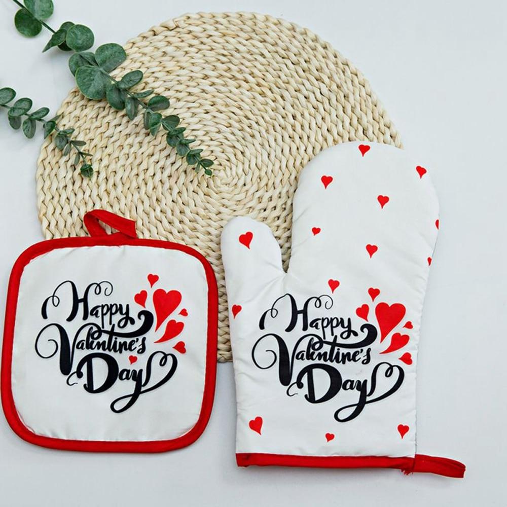 Cheap Valentine Day Polyester Oven Mitts Kitchen Non-slip Cooking ...