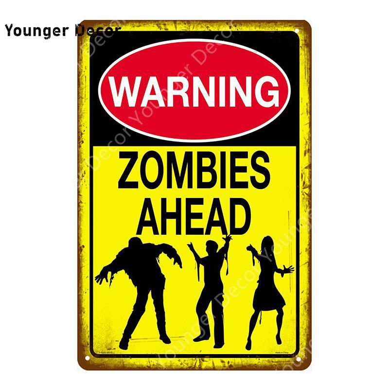 Buy Warning Zombie Ahead Plate Danger Keep Out Metal Tin Sign Vintage ...