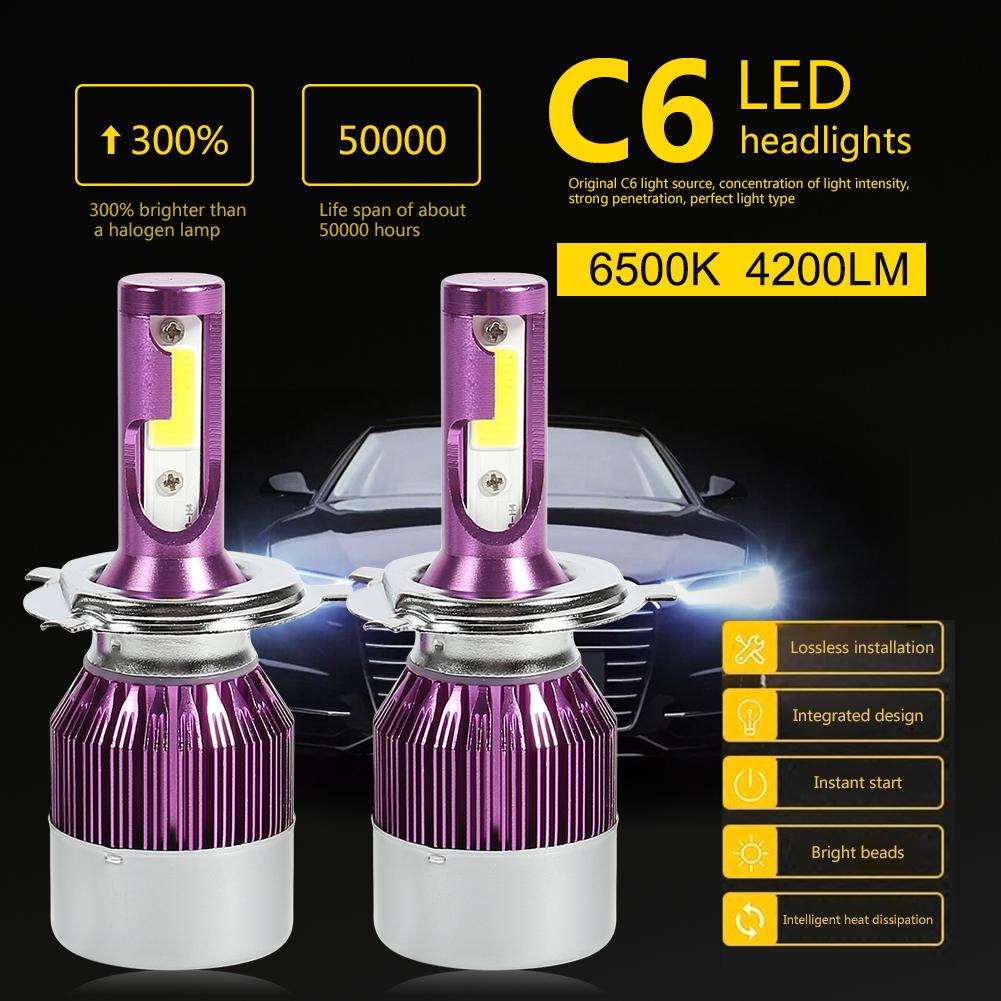 Buy 1 Pair COB LED Car Headlight Bulbs 72W 6500K Headlamp Fog Light ...