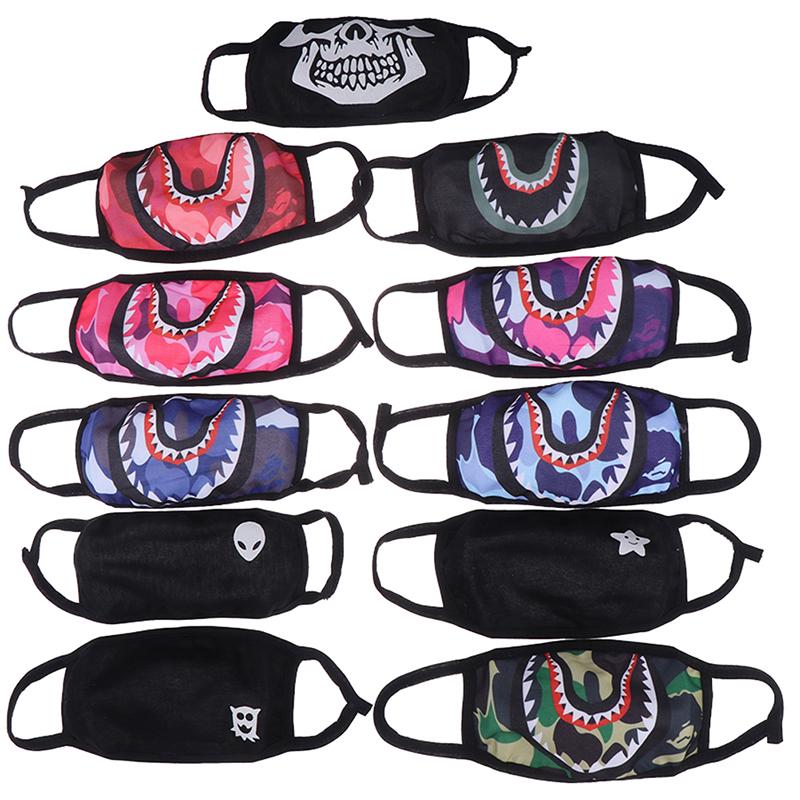 Buy Colorful Women Men Cotton Face Masks Solid Black Mask Half Face ...