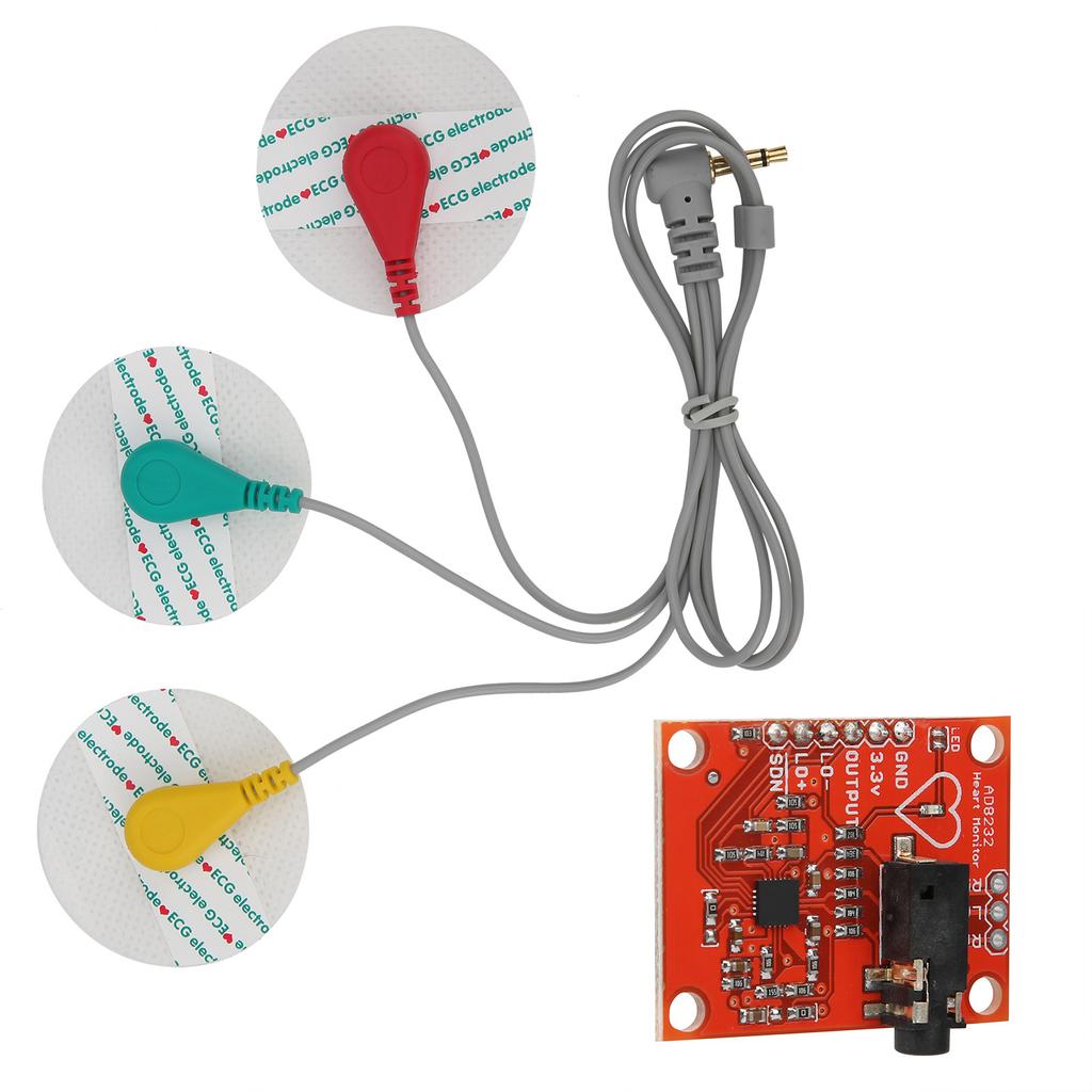 AD8232 Modul Sensor Kit Pulsmesser Messung mit Elektrodenleitung DC3.3V ...