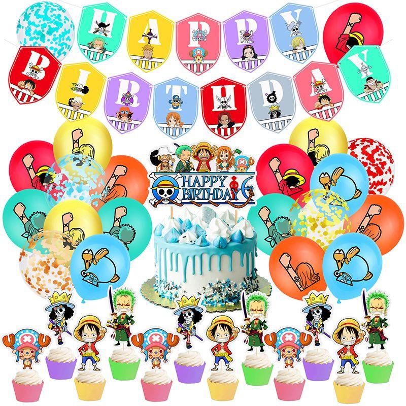 Buy 1 Set Anime ONE PIECE Balloons ONE PIECE Luffy Balloon Banner Cake ...