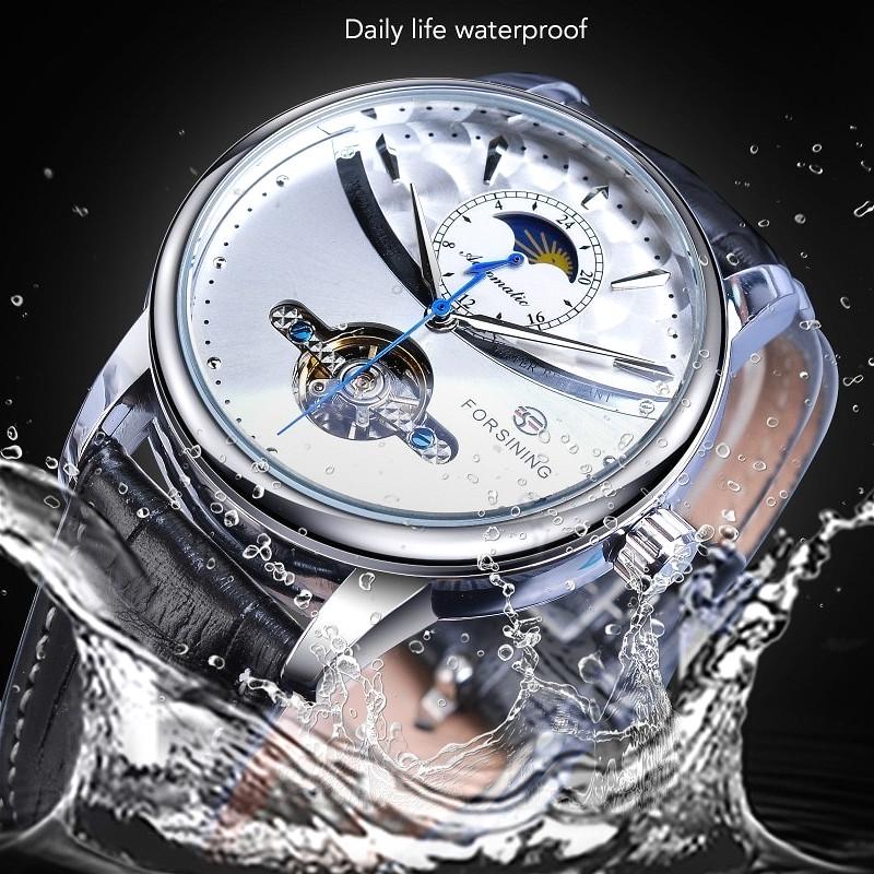 Buy Men Dress Watch Moon Phase Tourbillon Waterproof Male Leather ...