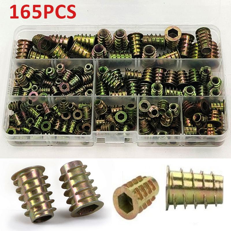 Buy Dagu New 165pcs M4 M5 M6 M8 Threaded Hex Drive Insert Fixing Wood ...