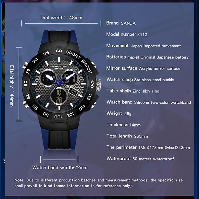 Cheap SANDA Sport Digital Round Watch Luminous Dial Casual ...