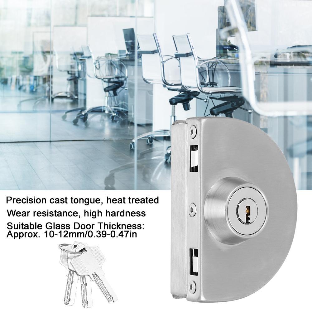 Stainless Steel Single Glass Door Lock with Keys Semicircle for Home ...
