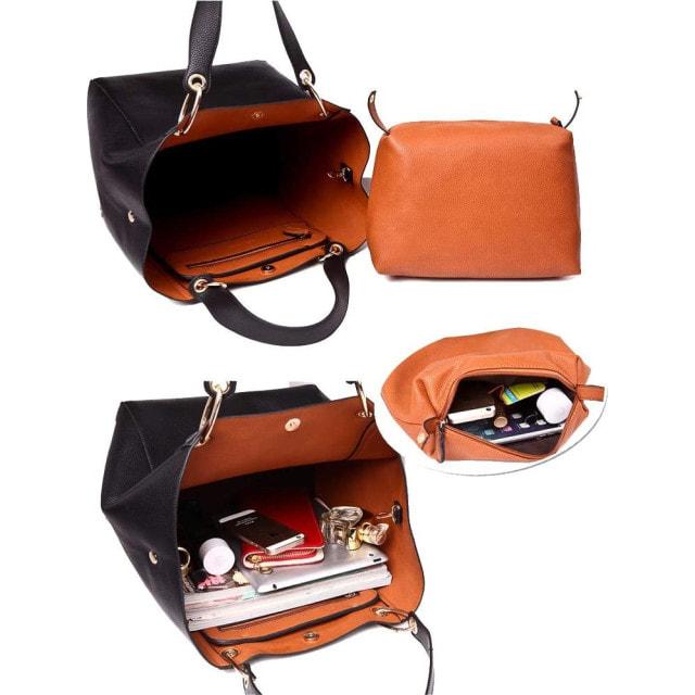 Buy Coolives Women's 2 in 1 Shopper Shoulder Bag Made of PU Leather ...