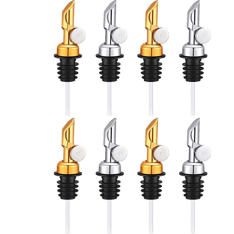 Buy 8 Pcs Weighted Stainless Steel Pourer Glide Pourer Free Flow Liquor ...
