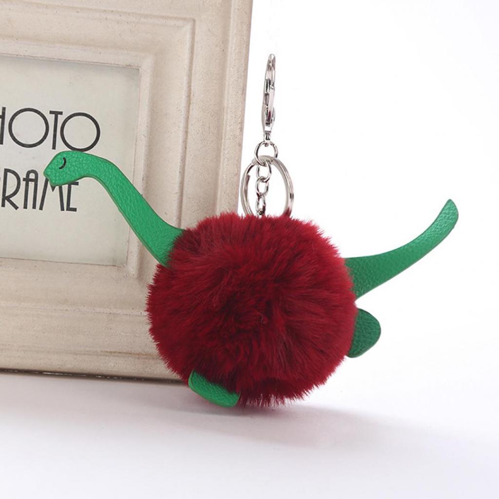 Buy Fluffy Dinosaur Pompom Key Ring Holder Keychain Car Bag Hanging ...