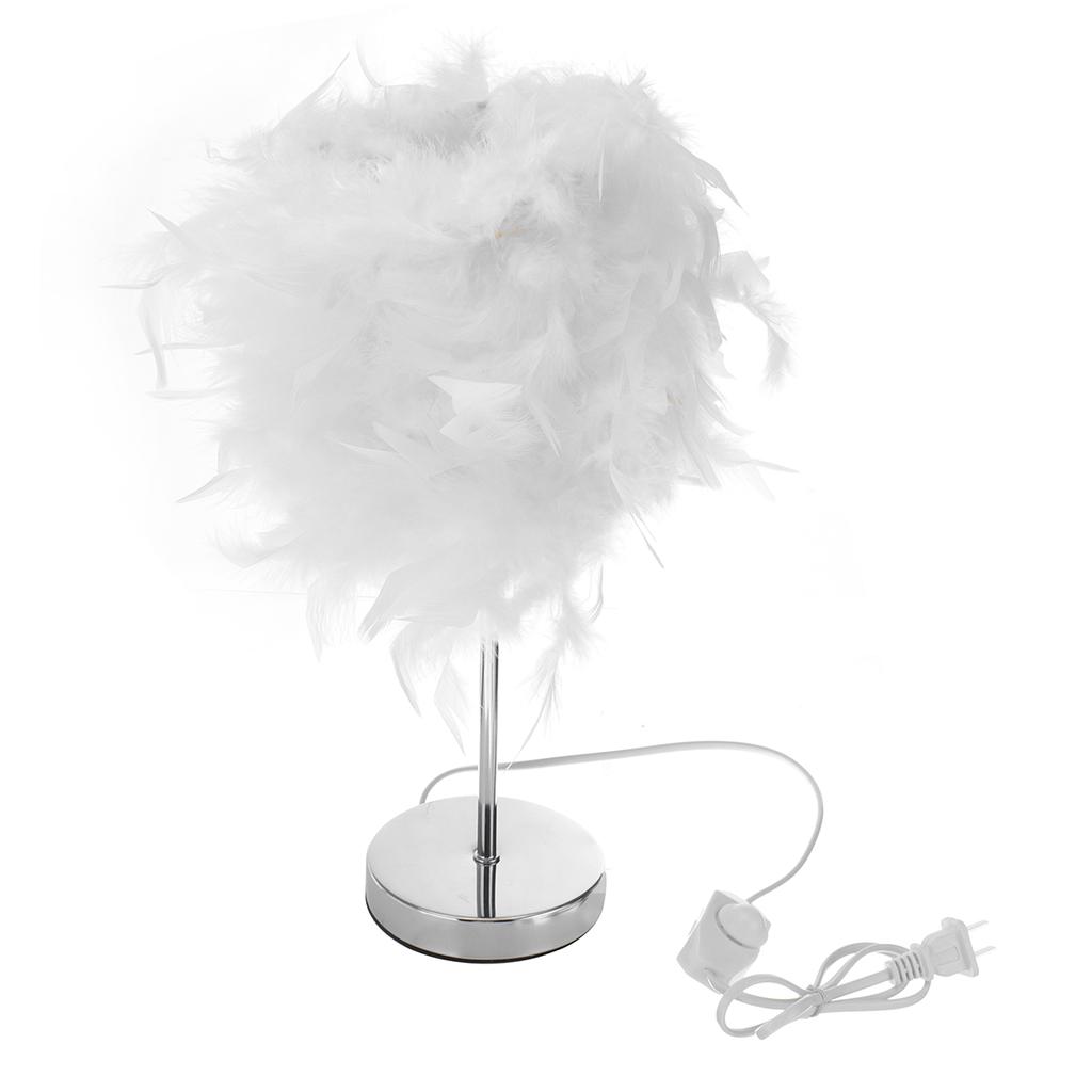 Buy 220V Romantic Feather Shade Table Lamp Elegant Bedside Desk Night ...