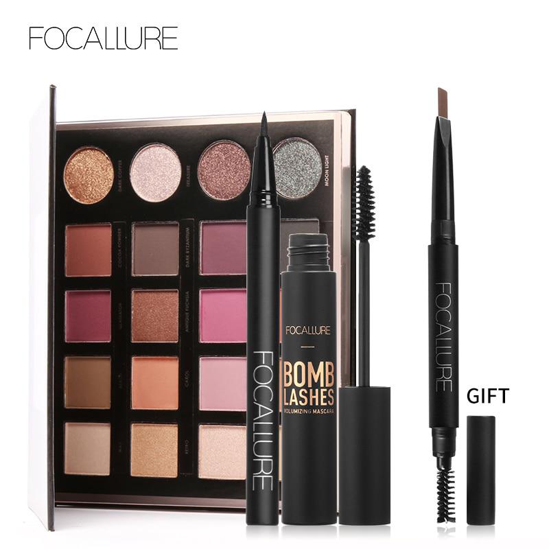 FOCALLURE Makeup Set Mascara Liquid Eyeliner Pencil 20 Colors Shimmer ...
