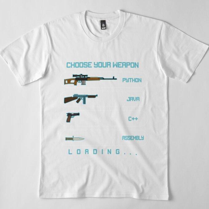 Buy Men Premium Cotton T-Shirt choose Your Weapon Print Tees Funny ...