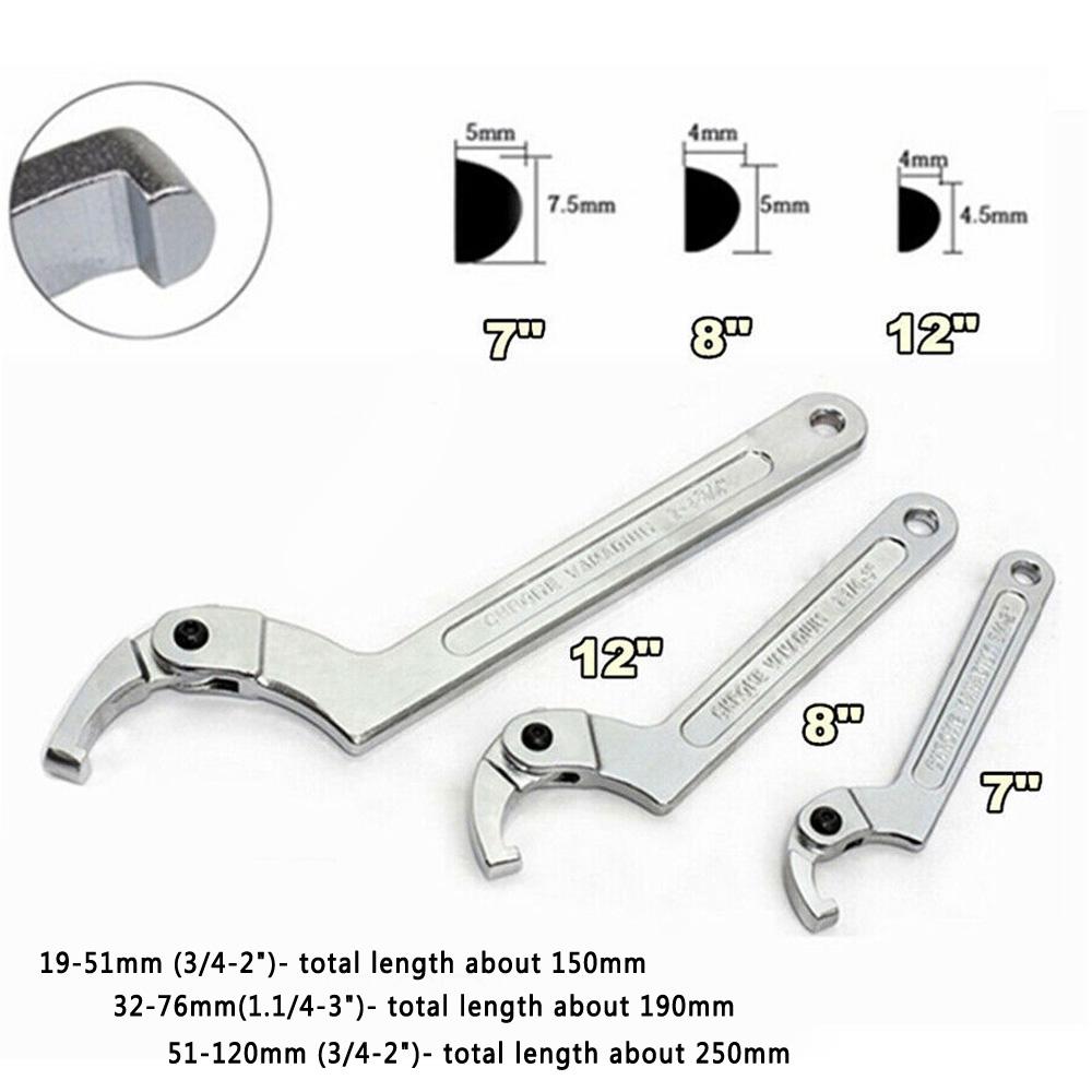 Buy Motorcycle Hook Wrench C Shape Spanner Suspension19-51mm/32-76mm/51 ...