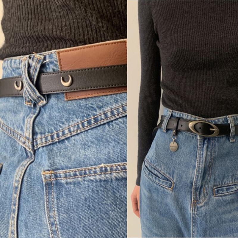 Cheap Leather Metal Crescent Leather Belt Women'S Luxury Design Fashion ...
