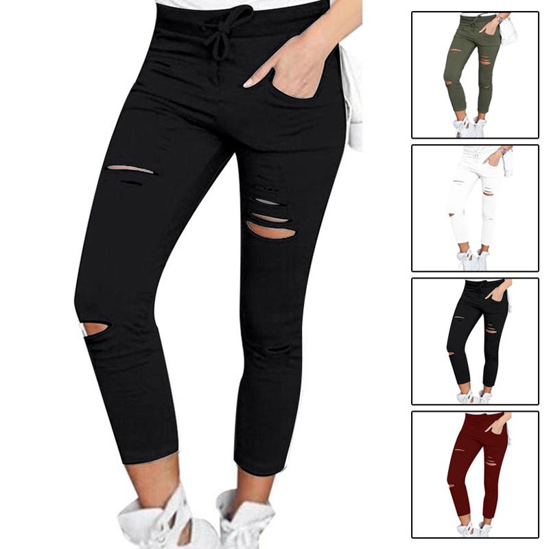 Buy Summer Women's High Waist Lace-up Ripper Long Crop Pants Legging at ...