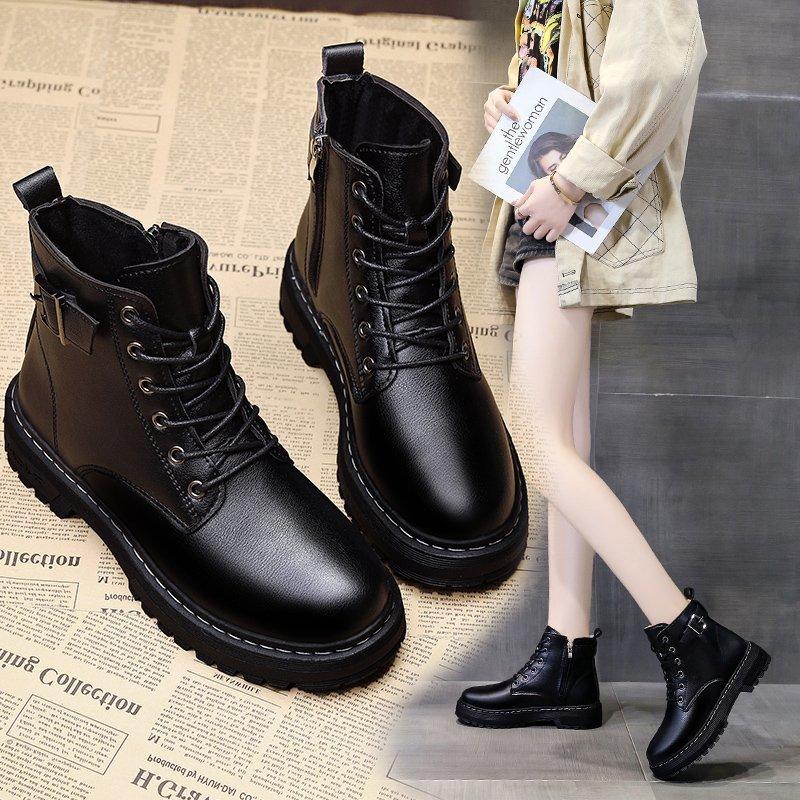 Buy Female British Style Autumn and Winter Plus Velvet Short Boots ...